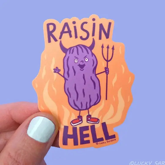 Raisin Hell, Funny Retro, Vintage Inspired Vinyl Sticker – Johnson Livings